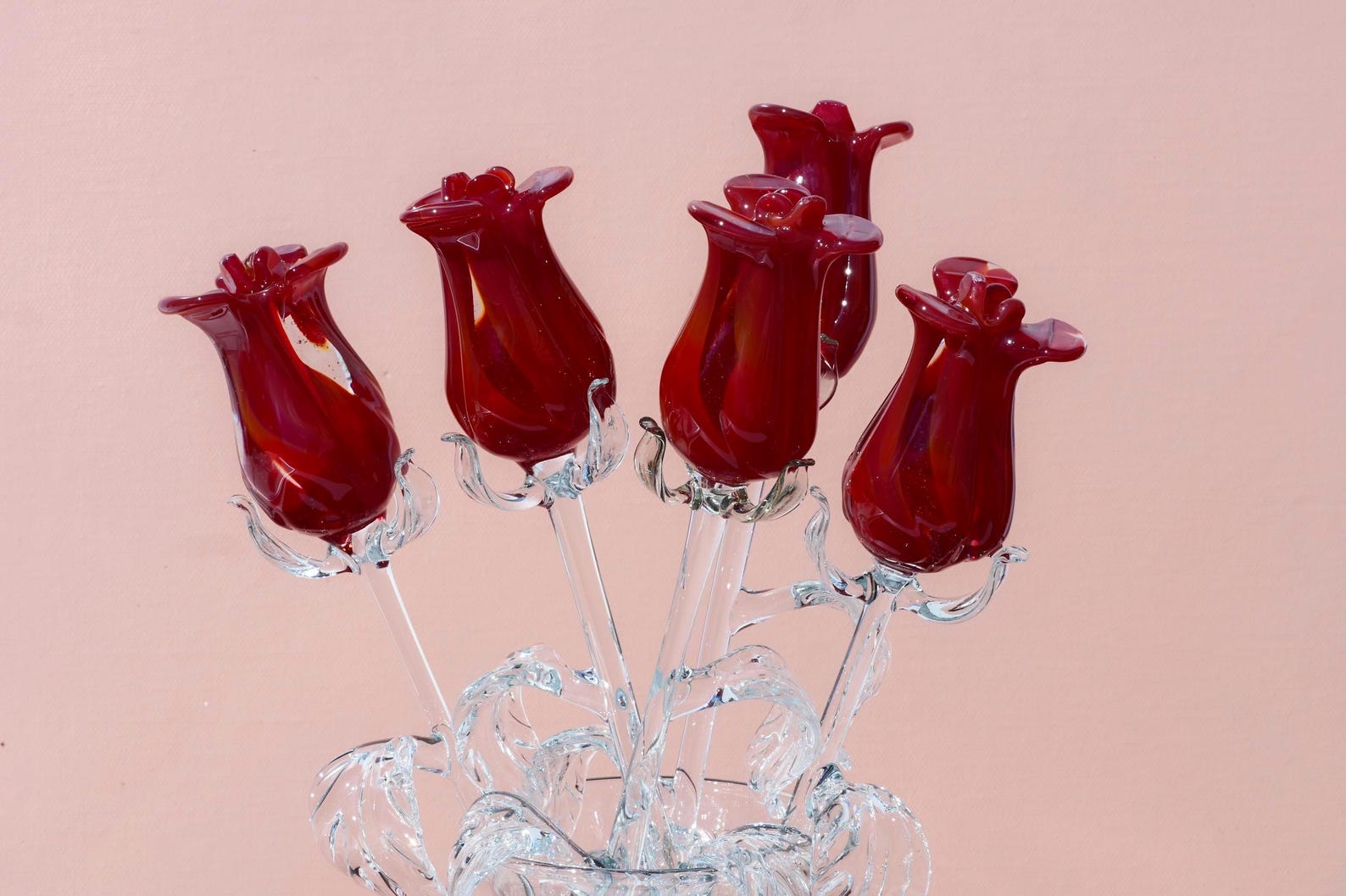 Handmade Red Glass Rose: Long Stem Flower Sculpture, Flame Work Art - Etsy