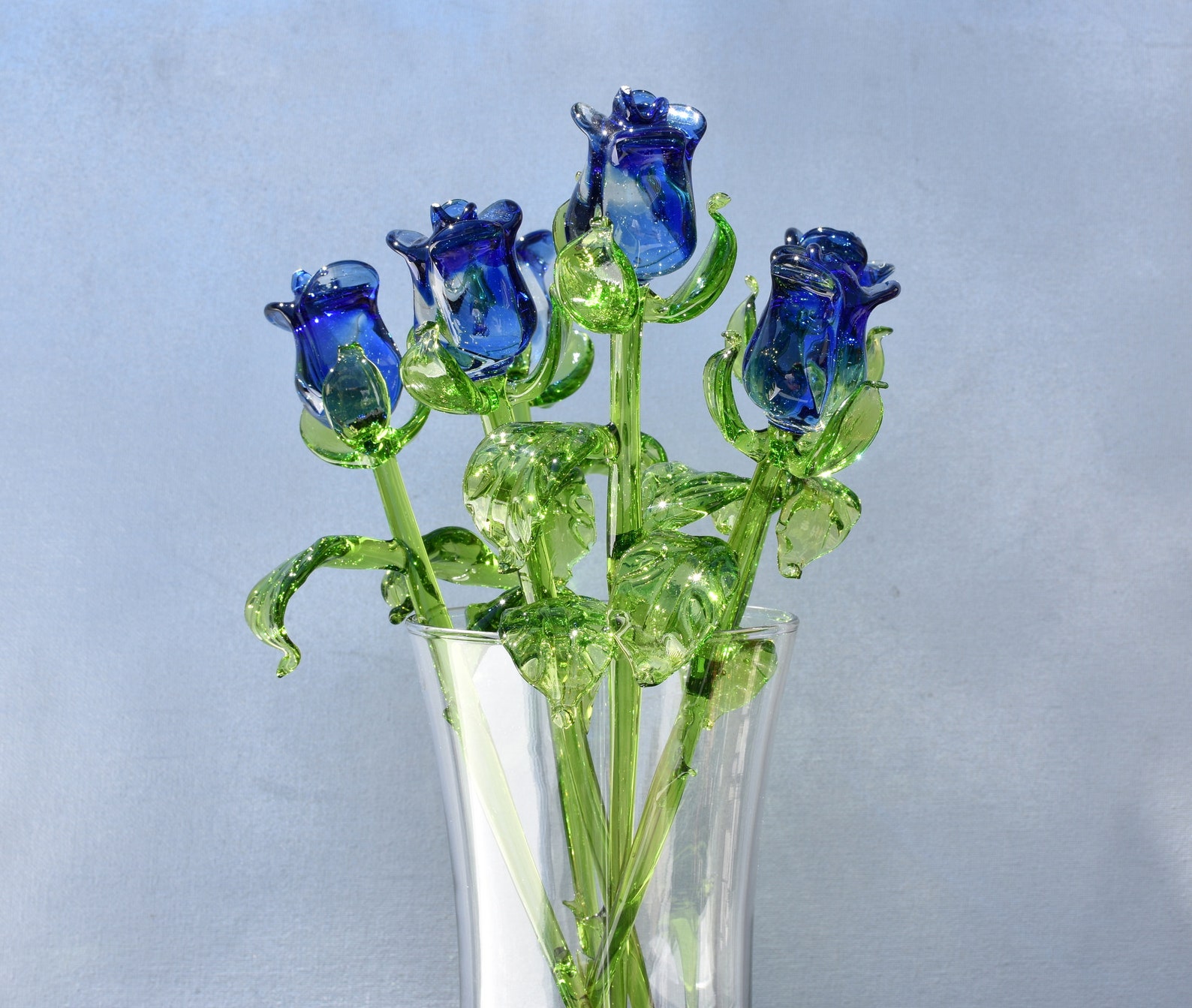 Beautiful Blue Glass Rose Flower. Excellent Addition to Your - Etsy