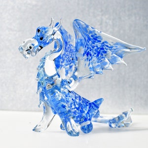 Gorgeous Glass Transparent Blue Dragon With Wings. Superior ...