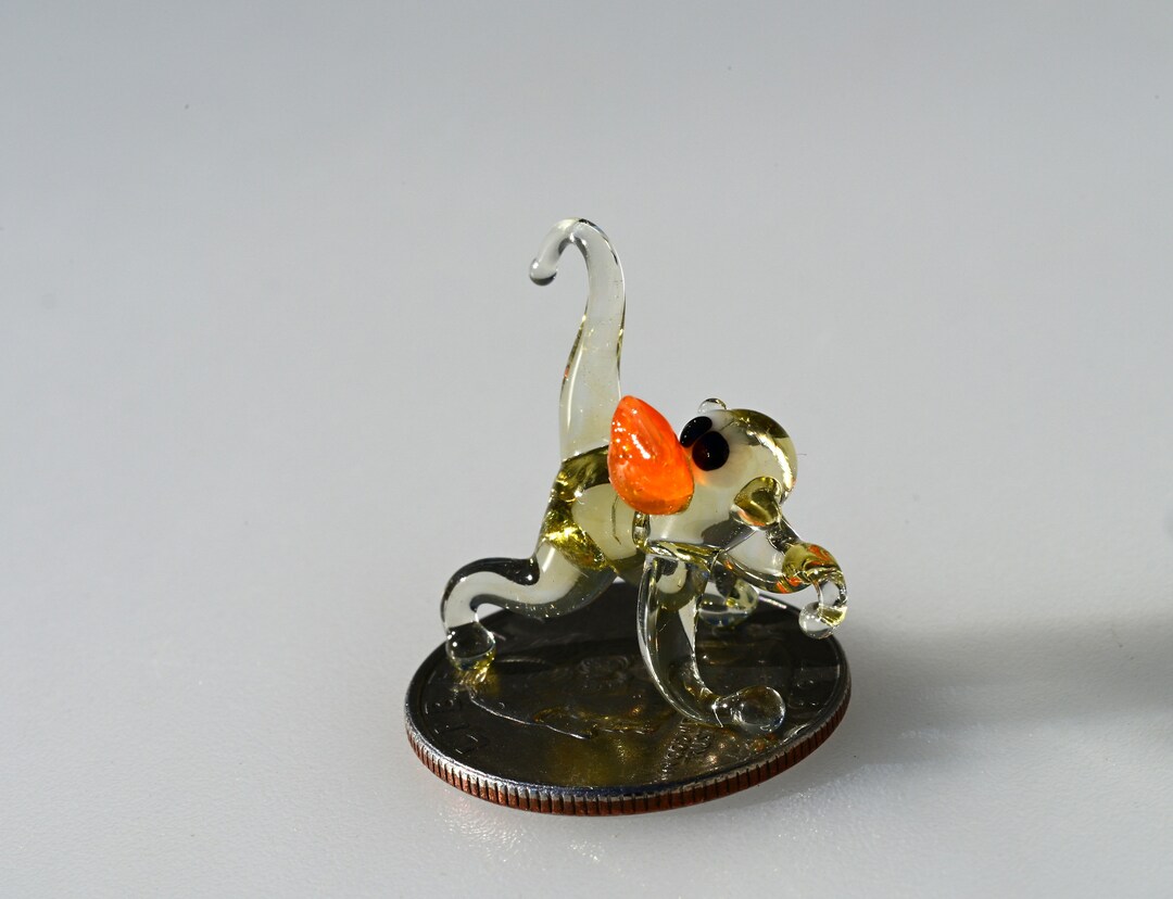 Cute Glass Miniature Monkey, Whimsical, Lamp Work Miniature Character ...