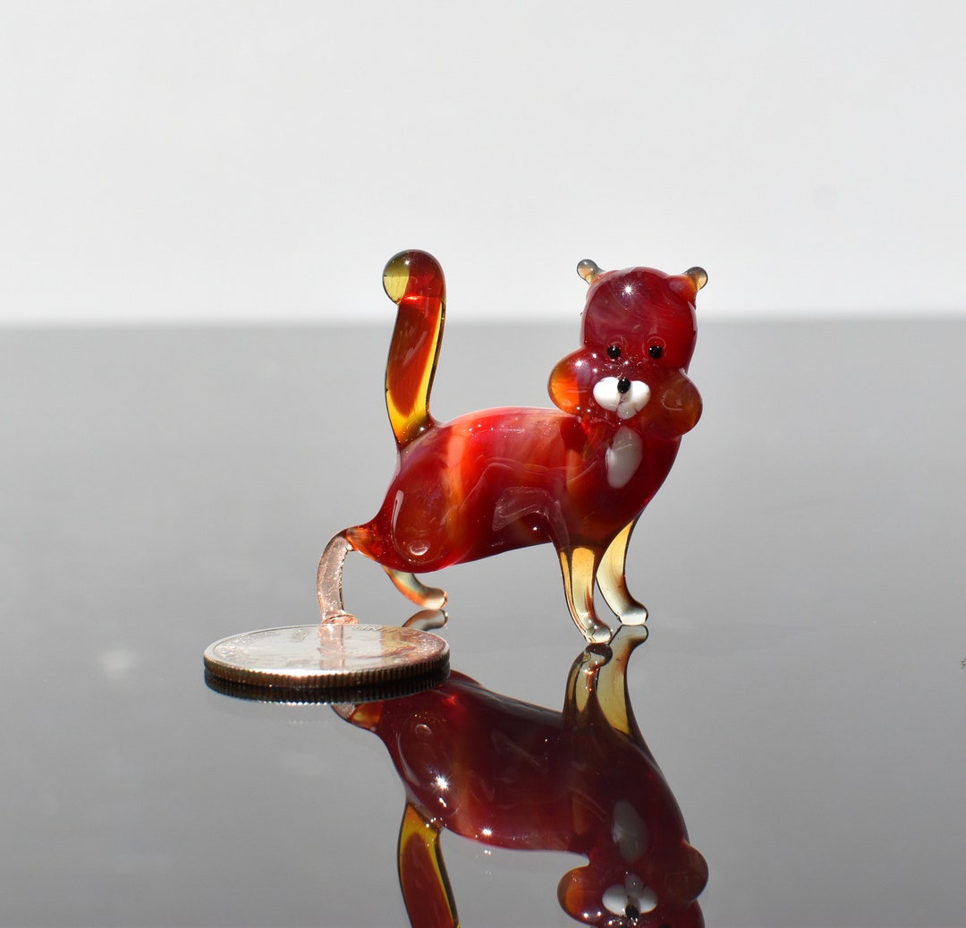 Cute Red-clear Glass Cat. Whimsical Figurine With a Lot of Character ...