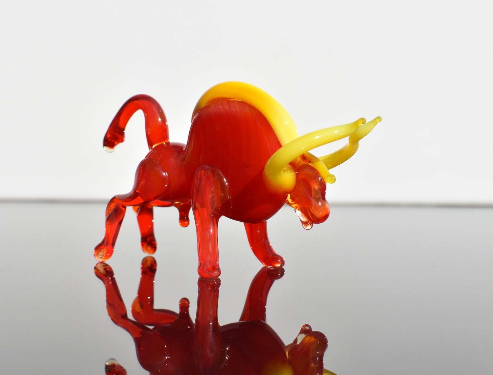 Elegant Glass Red Bull. Detailed Figurine With a Lot of - Etsy