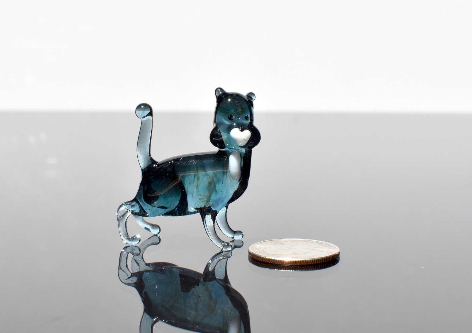 Cute Blue-clear Glass Cat. Whimsical Figurine With a Lot of - Etsy