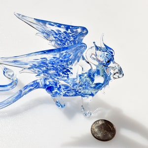 Gorgeous Glass Transparent Blue Dragon With Wings. Superior ...