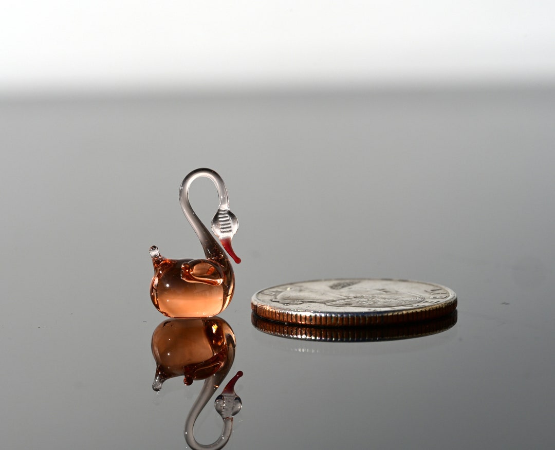 World's Smallest Cute Tiny Glass Rose-gold Transparent Swan, Whimsical ...