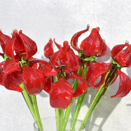 Glass Red Rose Flower. Excellent Addition to Your Glass - Etsy