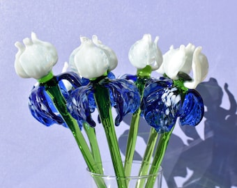 Blue Glass Flower | Etsy