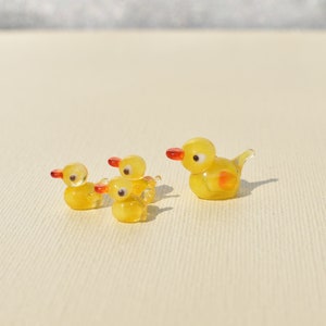 Word's Smallest Family of Cute Glass Yellow Ducks, Whimsical Character ...