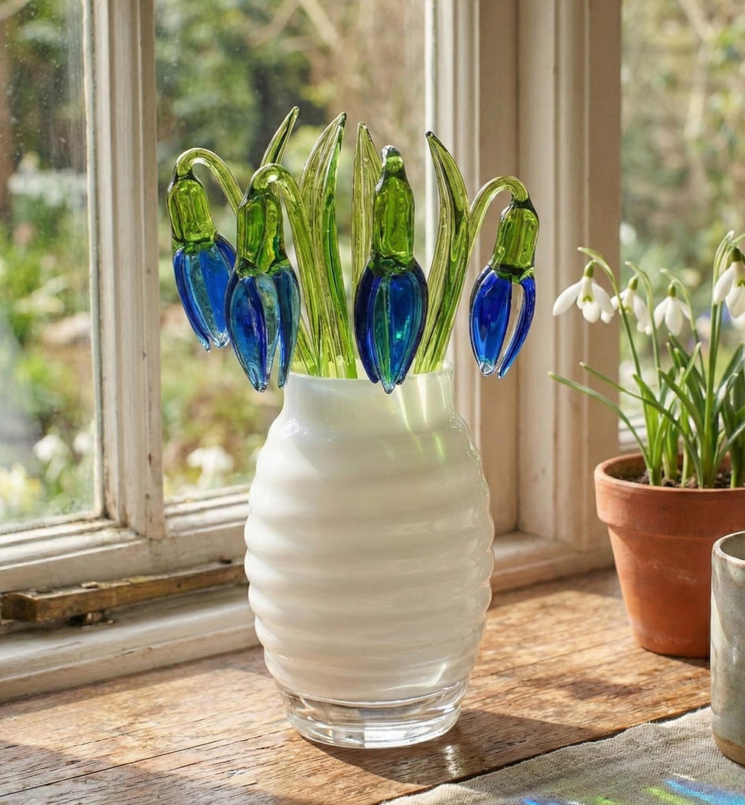 Glass Snowdrop January Birth Flower - Snowdrop Gift for Her - Snowdrop ...