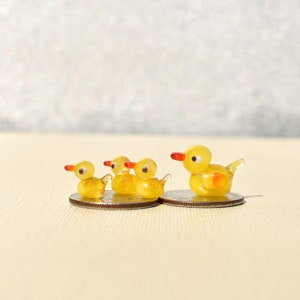 Word's Smallest Family of Cute Glass Yellow Ducks, Whimsical Character ...