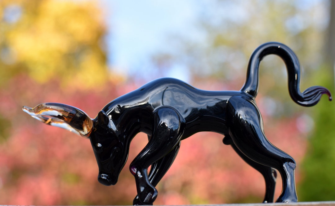 Gorgeous Glass Black Bull. Detailed Figurine With a Lot of - Etsy