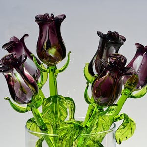 Gorgeous Rare Purple-transparent Color Glass Long-stem Rose Flower ...