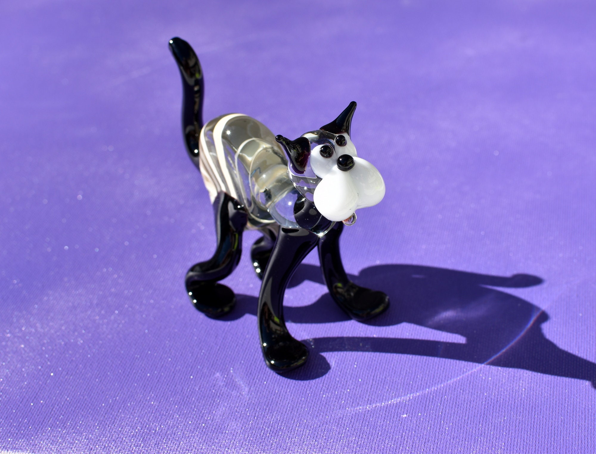 Clear-white-black Glass Cat Detailed Figurine With a Lot of - Etsy