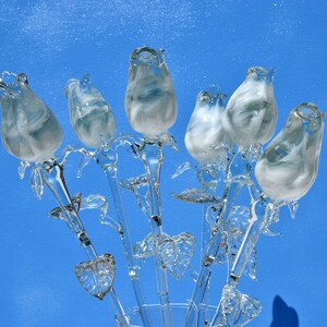 Beautiful White-clear Long Stem Glass Rose Flower. Excellent - Etsy