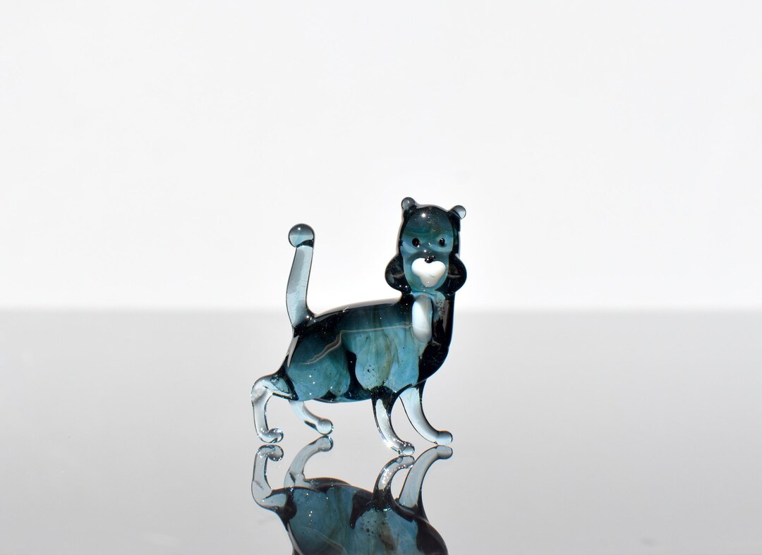 Cute Blue-clear Glass Cat. Whimsical Figurine With a Lot of Character ...