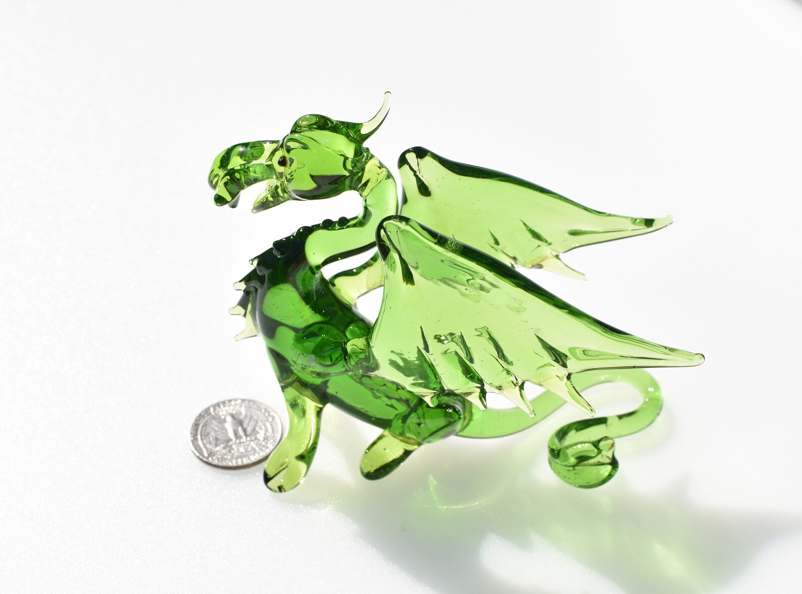 Gorgeous Glass Green Dragon. Detailed Figurine With a Lot of - Etsy