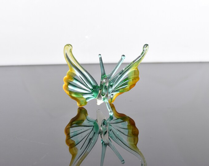 Gorgeous Green-clear Glass Butterfly. Whimsical Figurine With a Lot of ...