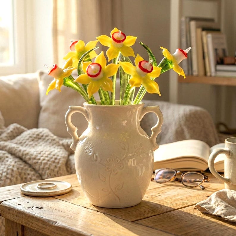 Glass Daffodil, Daffodil Gift, March Birth Flower, Glass Birth Month ...