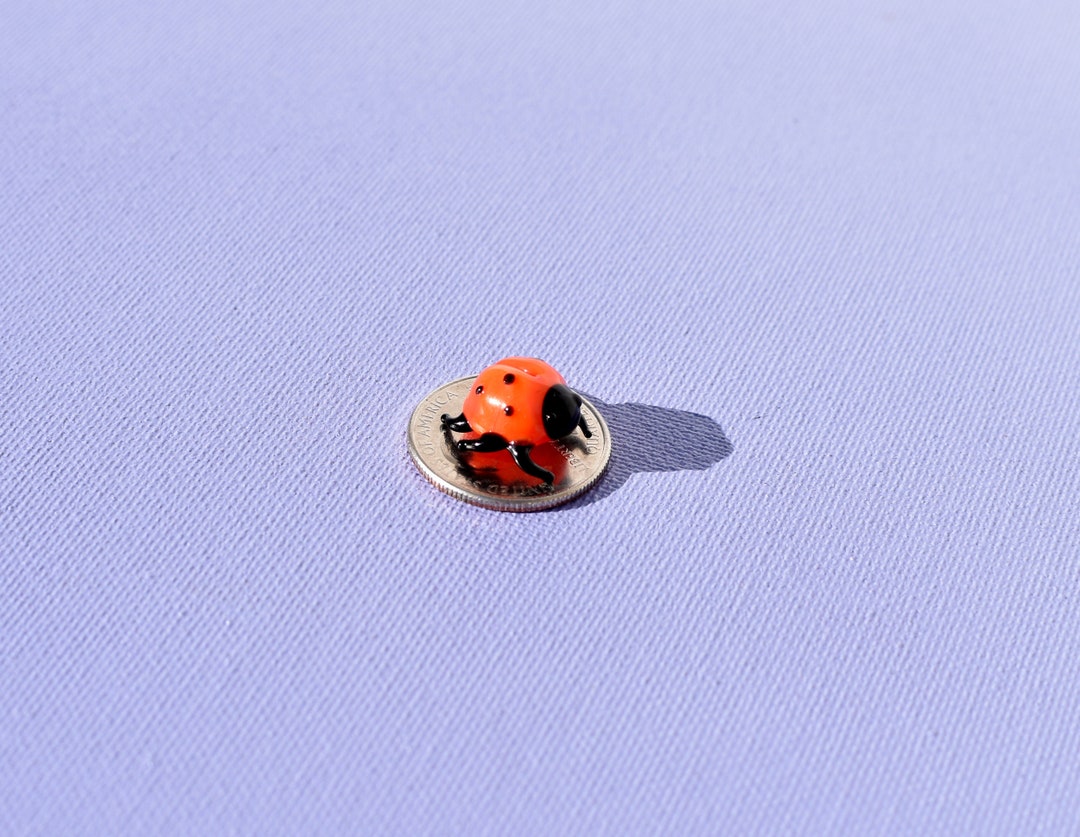 Cute Glass Miniature Ladybug, Whimsical, Lamp Work Miniature Character ...