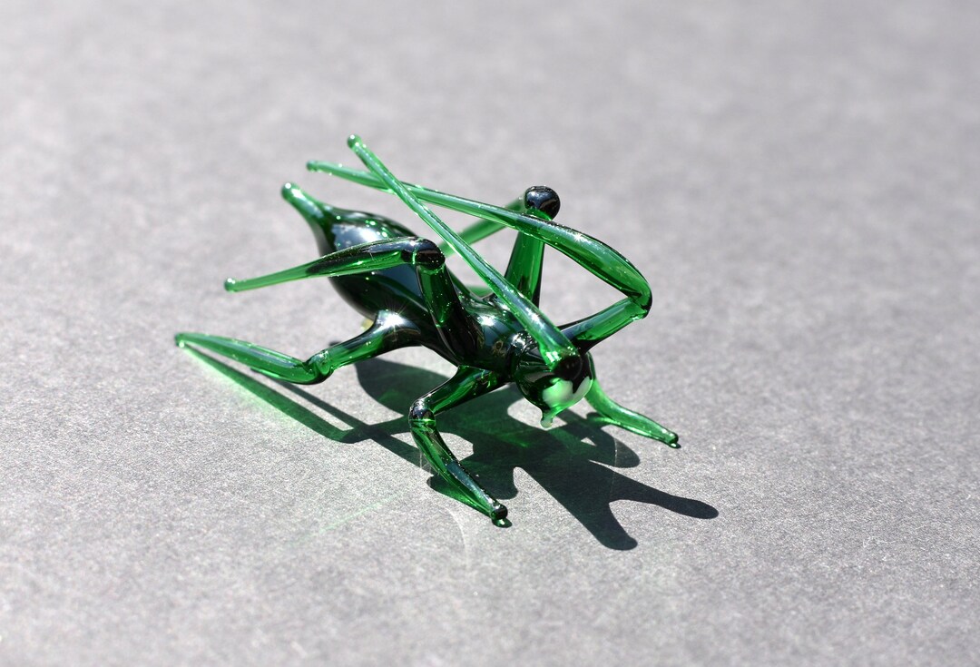 Hand Blown Glass Grasshopper Figurine - Unique Insect Decor - Gift for ...