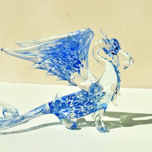 Gorgeous Glass Transparent Blue Dragon With Wings. Superior ...