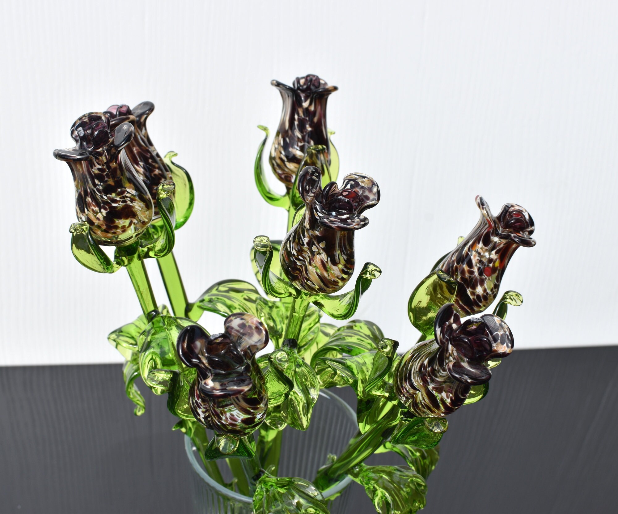 Beautiful Long Stem Purple Glass Rose With Multicolor Accent - Etsy