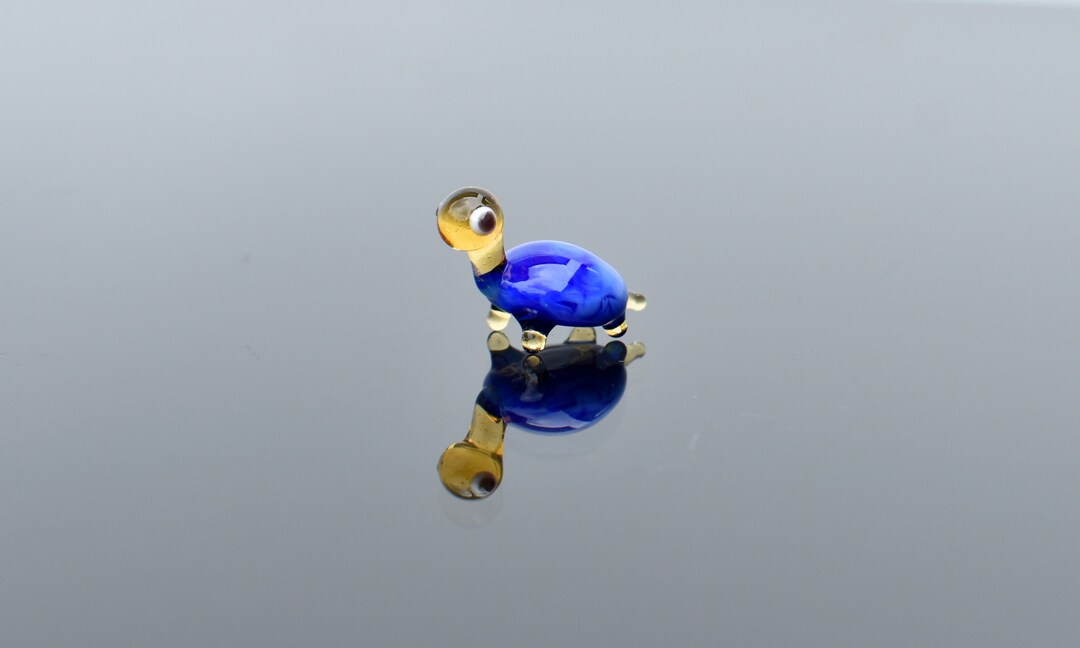 Cute Glass Miniature Blue Turtle, Whimsical, Lamp Work Miniature ...
