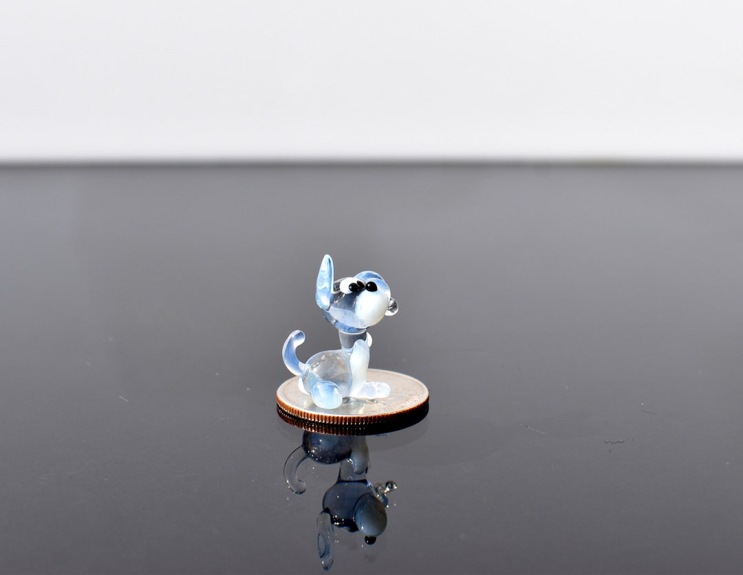 Cute Tiny Light Blue Glass Dog. Whimsical Figurine With a Lot of ...