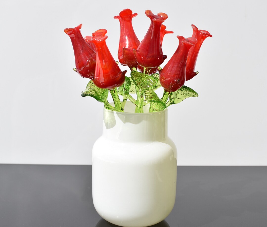 Red Glass Rose – Handcrafted Art Glass Flower for Timeless Gifting - Etsy