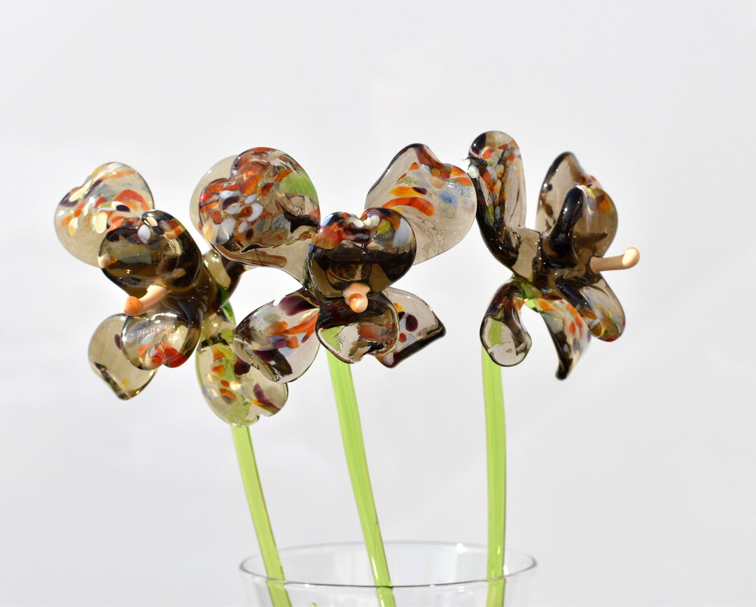 Beautiful Opal Glass Long Stem Orchid Flower. Excellent Addition to ...