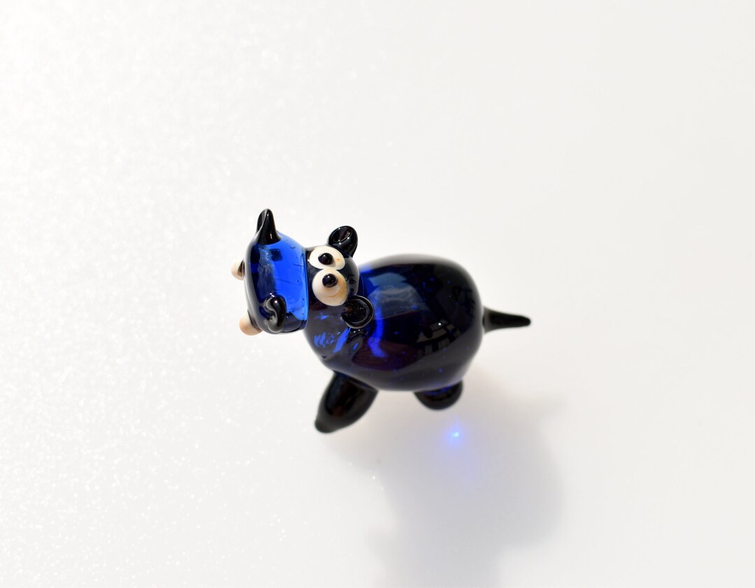 Handmade Cobalt Blue Glass Hippo Figurine: Whimsical Art Glass ...