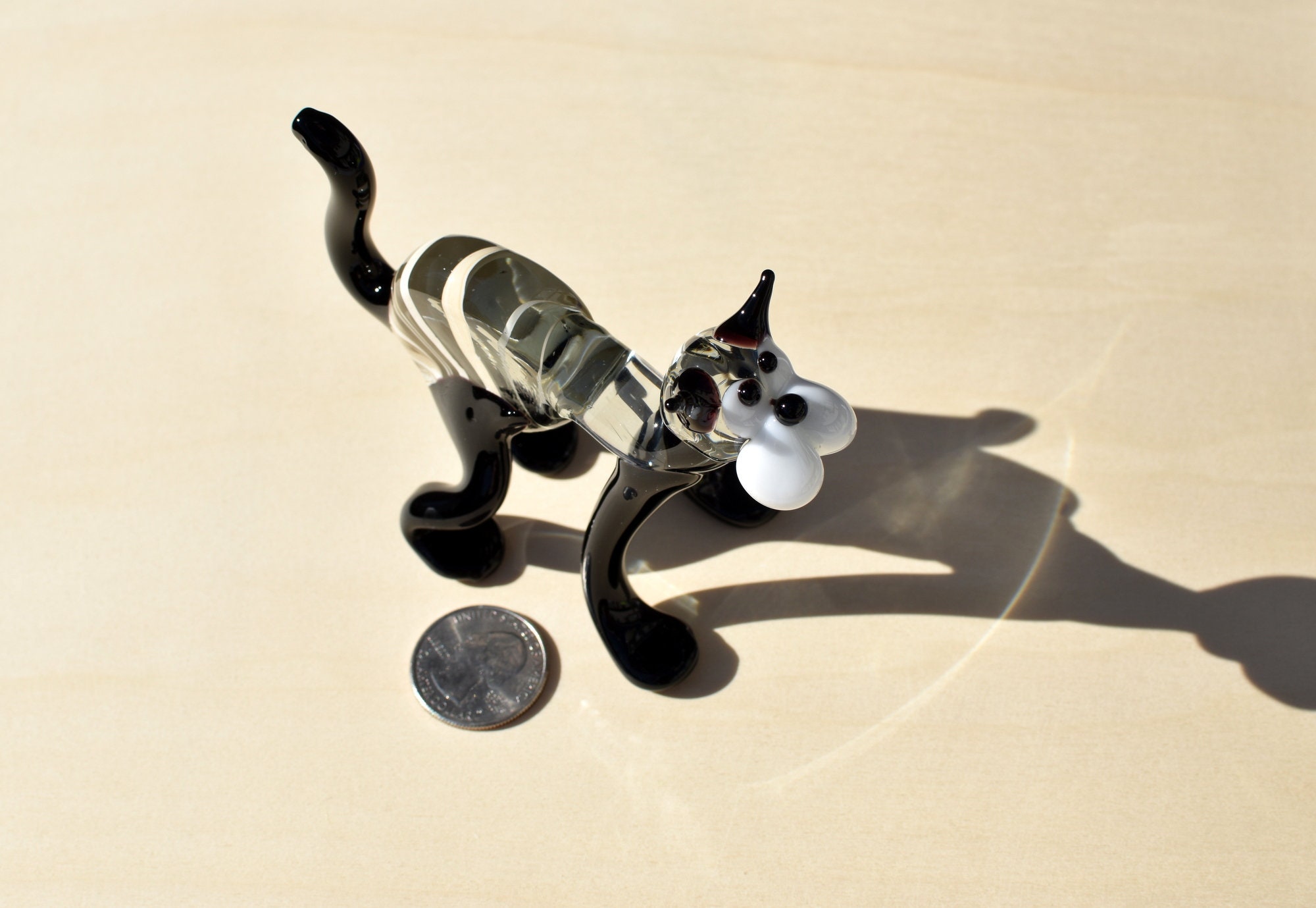 Clear-white-black Glass Cat Detailed Figurine With a Lot of | Etsy