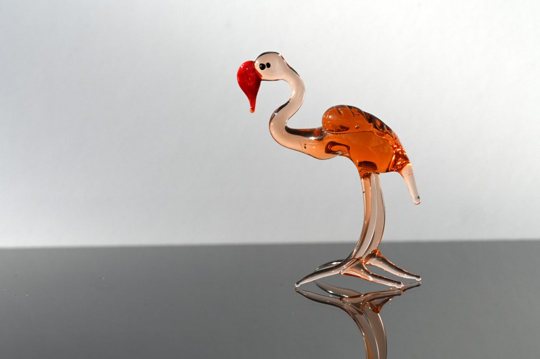 Rosy Transparent Glass Flamingo. Detailed Figurine With a Lot of ...