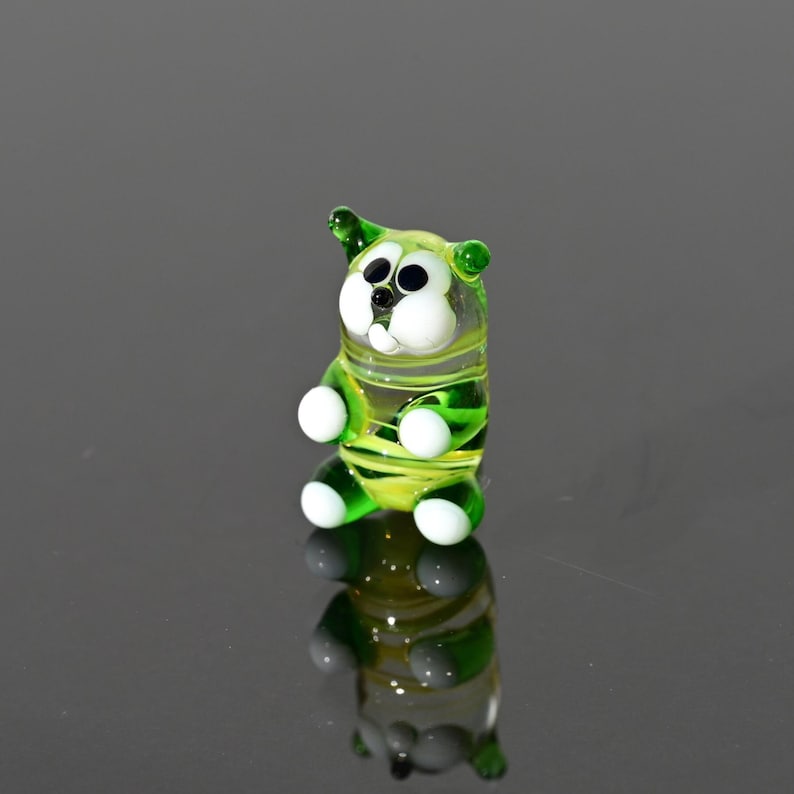 Green Glass Cat Figurine, Cat Figure, Glass Cat, Cat Art, Mini Glass ...