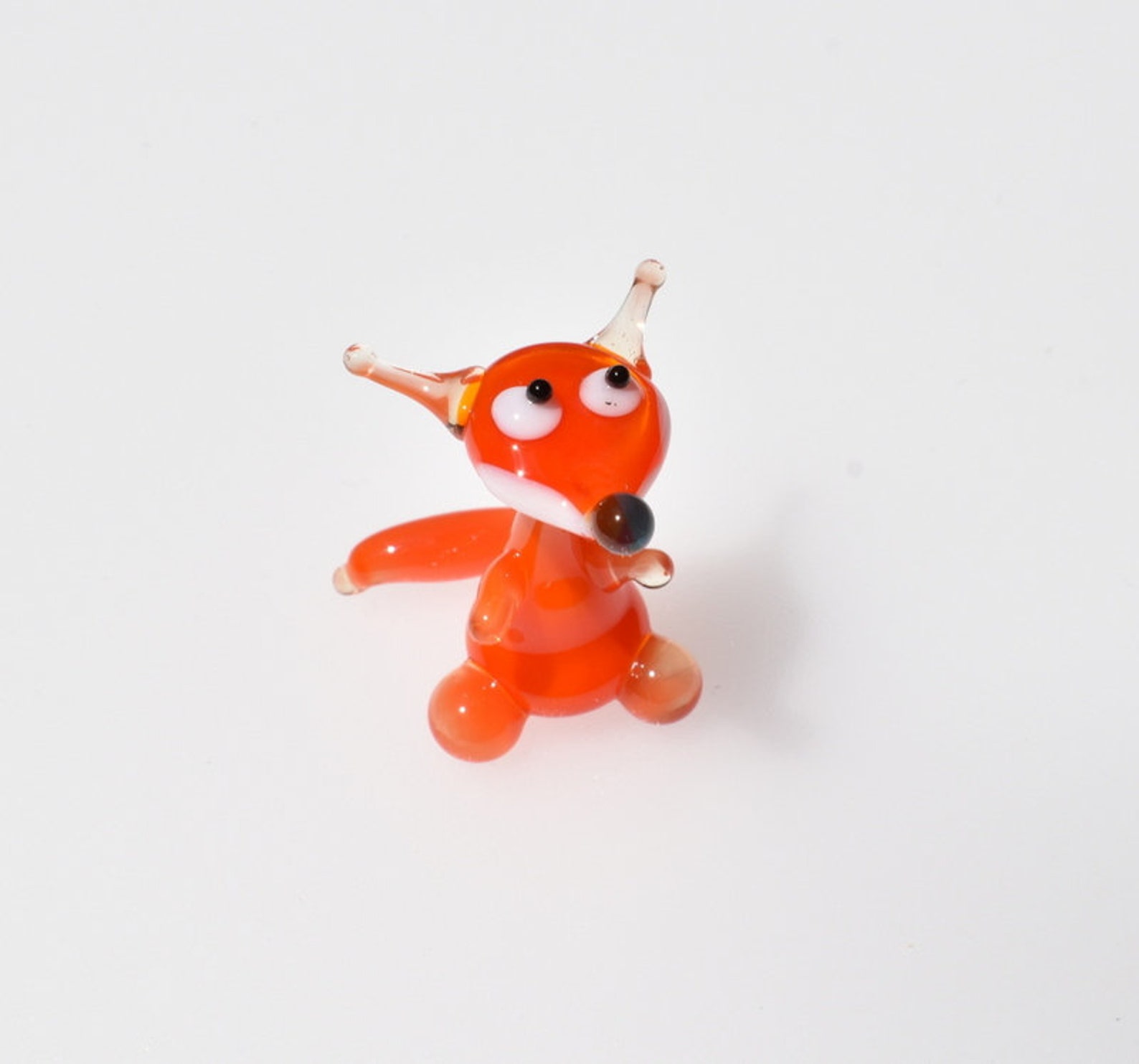 Cute Glass Fox. Whimsical figurine with a lot of details and | Etsy