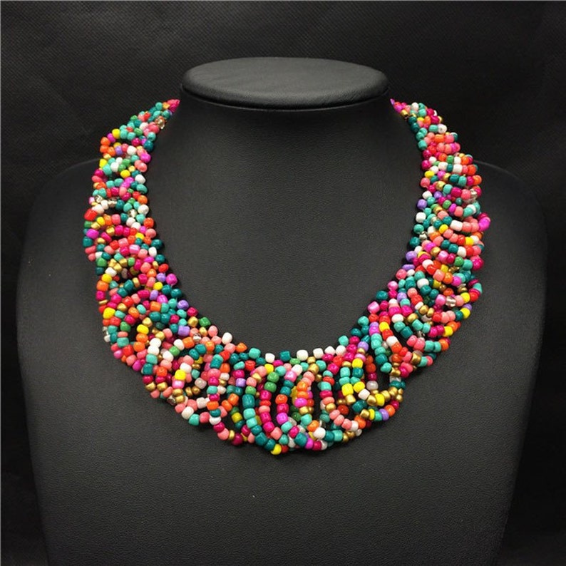 Big Necklaces Collars Beaded Indian Jewelry Antique String Bead ...