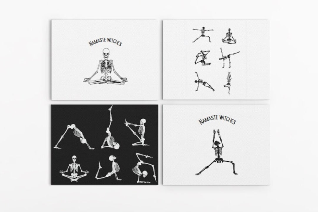 Namaste Witches Skeleton Yoga Halloween Digital Print Yoga - Etsy