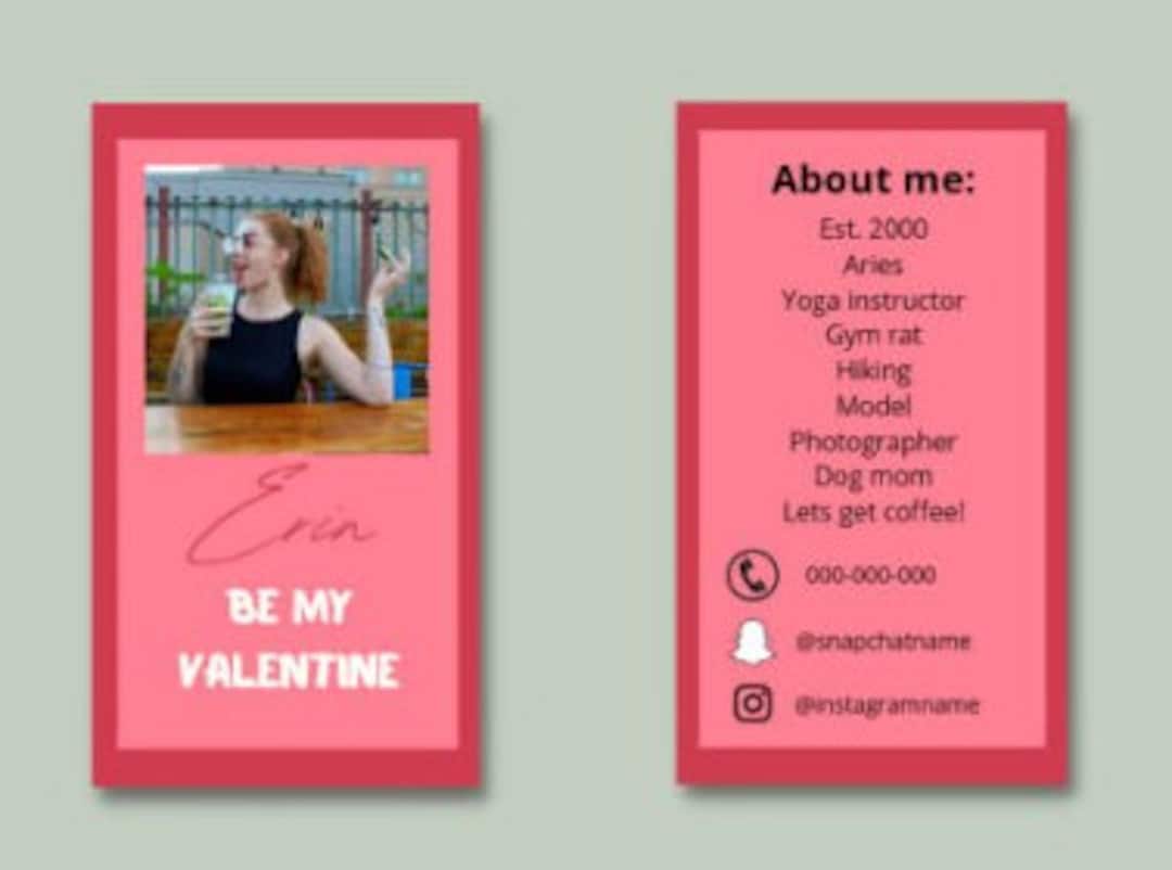 Valentines Dating Business Card Template, Business Card, Dating Cards ...
