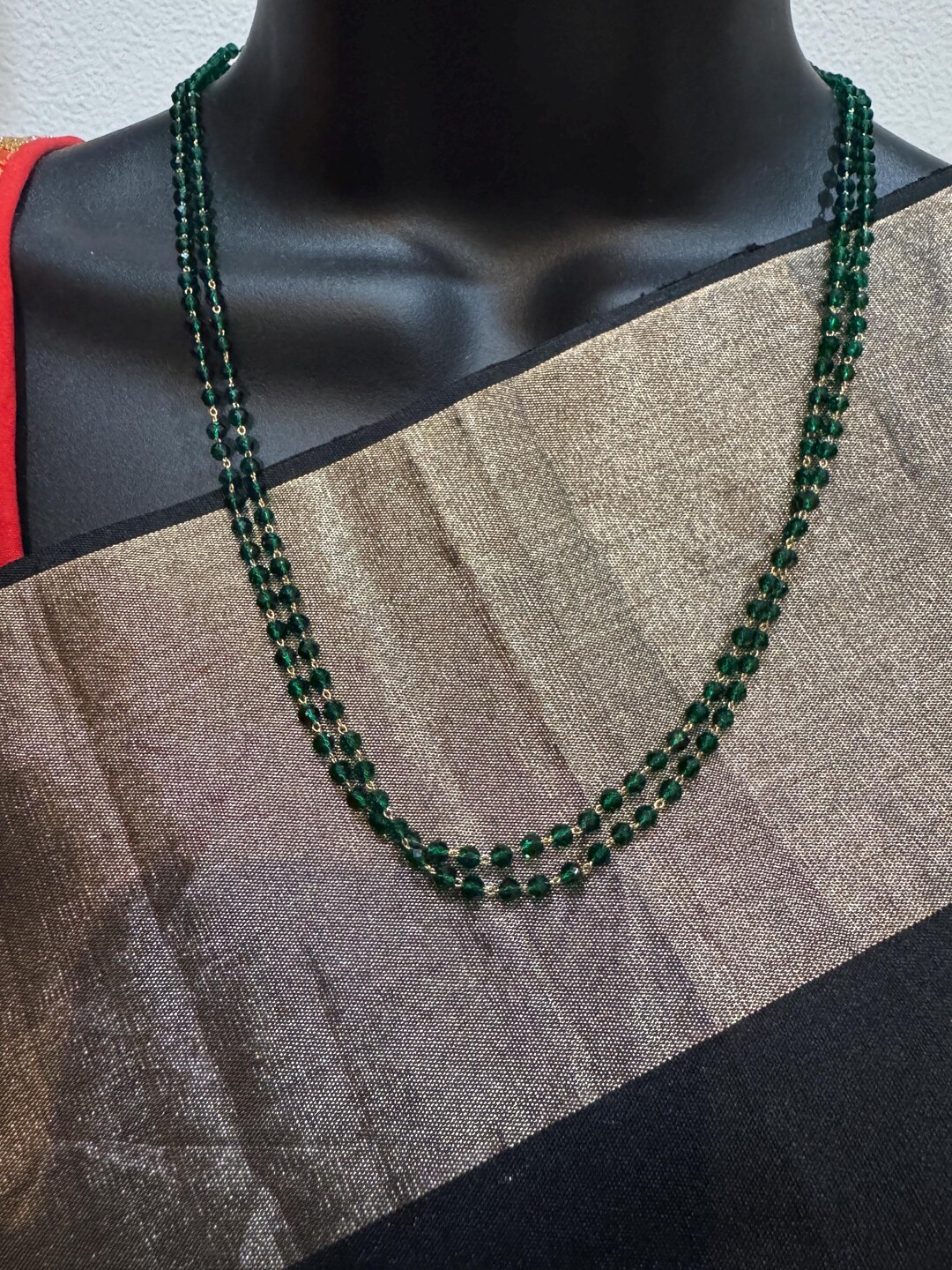 Crystal Beads/ Emerald Chain/ Green Beads Chain/ Pearls Chain/ Wedding ...