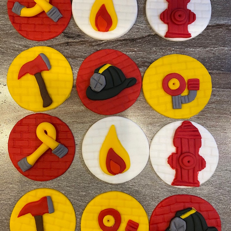 Fondant Fire Truck Cake Toppers - Etsy