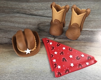 Fondant Cowboy Cake Toppers Fondant Boots Fondant Cowboy Hat Fondant ...