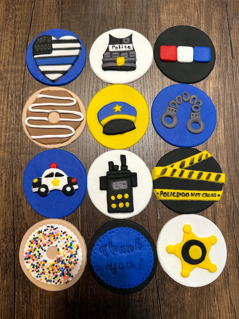 Fondant Police Cupcake Toppers - Etsy