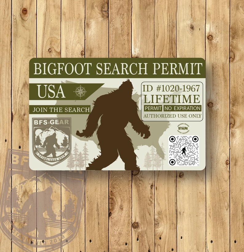 Bigfoot Search Permit 2x3.5 Wallet-sized Metal Card - Etsy