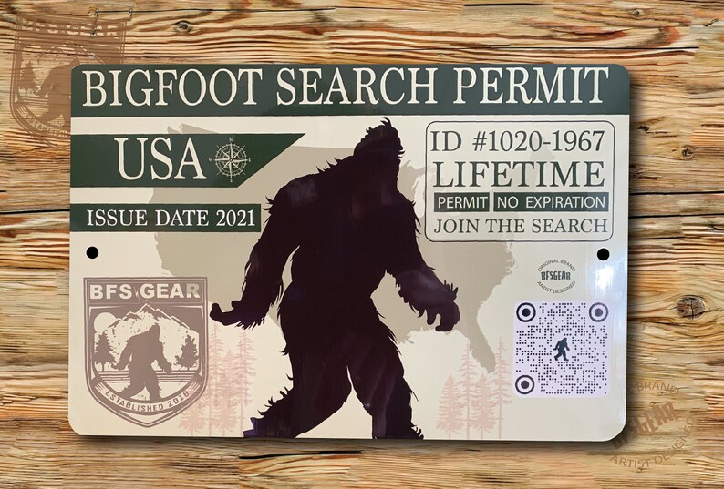 Bigfoot Search Permit 8x12 Decorative Metal Sign - Etsy