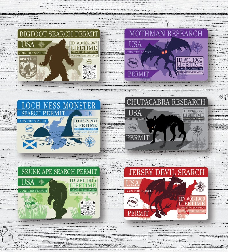 Cryptid Search Permit Collection Wallet-sized Metal Card - Etsy