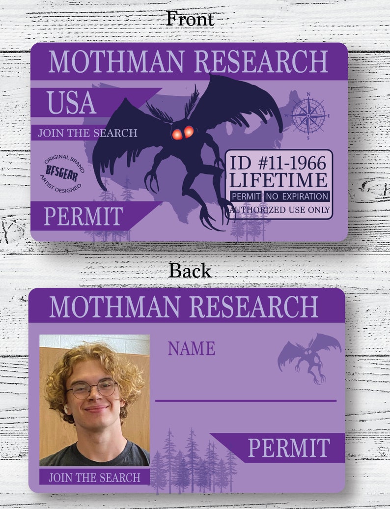 Personalized Mothman Research Permit 2x3.5 Wallet-sized Metal Card ...