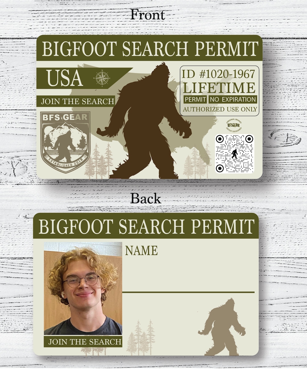 Personalized Bigfoot Search Permit 2x3.5 Wallet-sized Metal Card *read ...