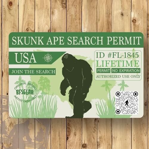 Bigfoot Search Permit 2x3.5 Wallet-sized Metal Card - Etsy