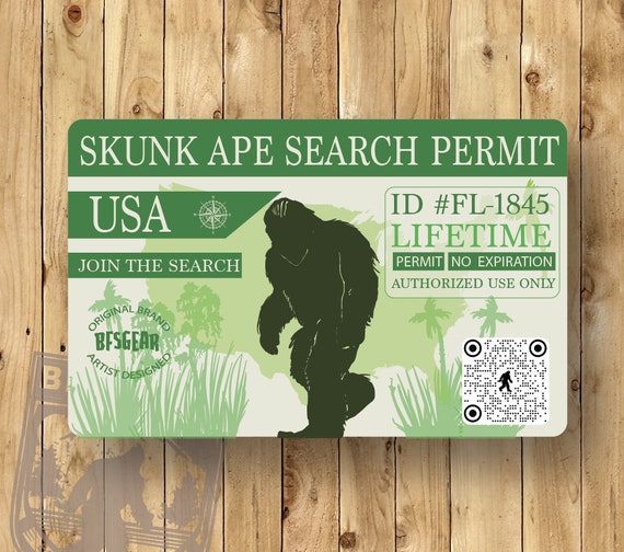 Skunk Ape Search Permit 2x3.5 Wallet-sized Metal Card | Etsy