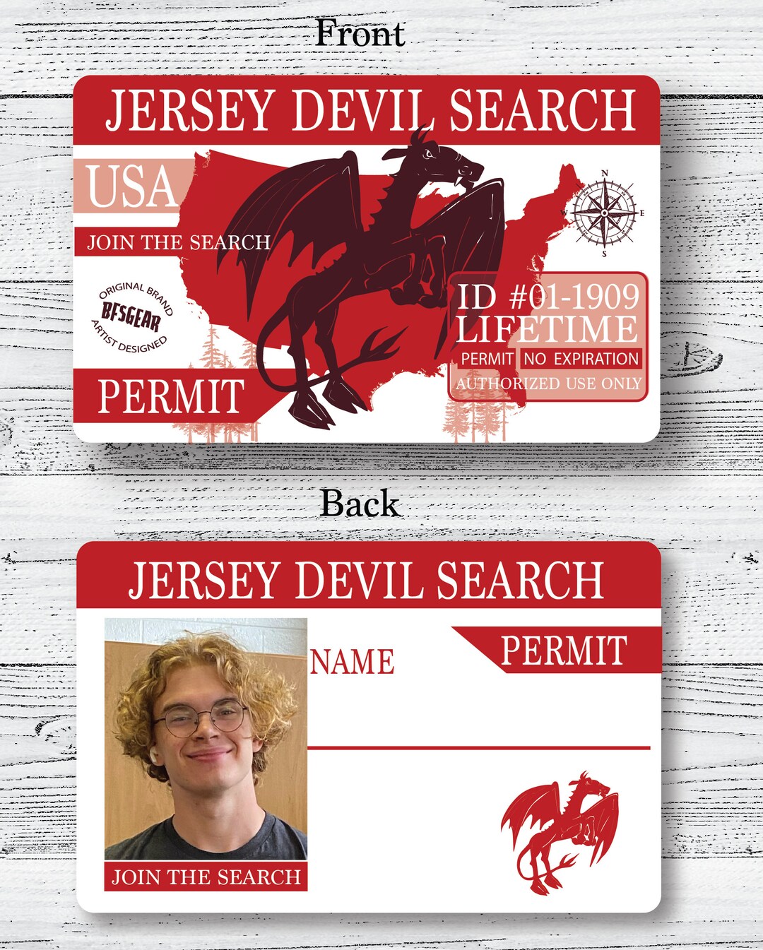 Personalized Jersey Devil Search Permit 2x3.5 Wallet-sized Metal Card ...